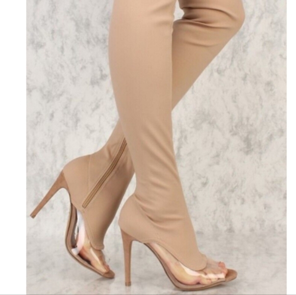 Shoe Republic LA | Shoes | Clear Perspex Peep Toe Stilettos Stretch ...